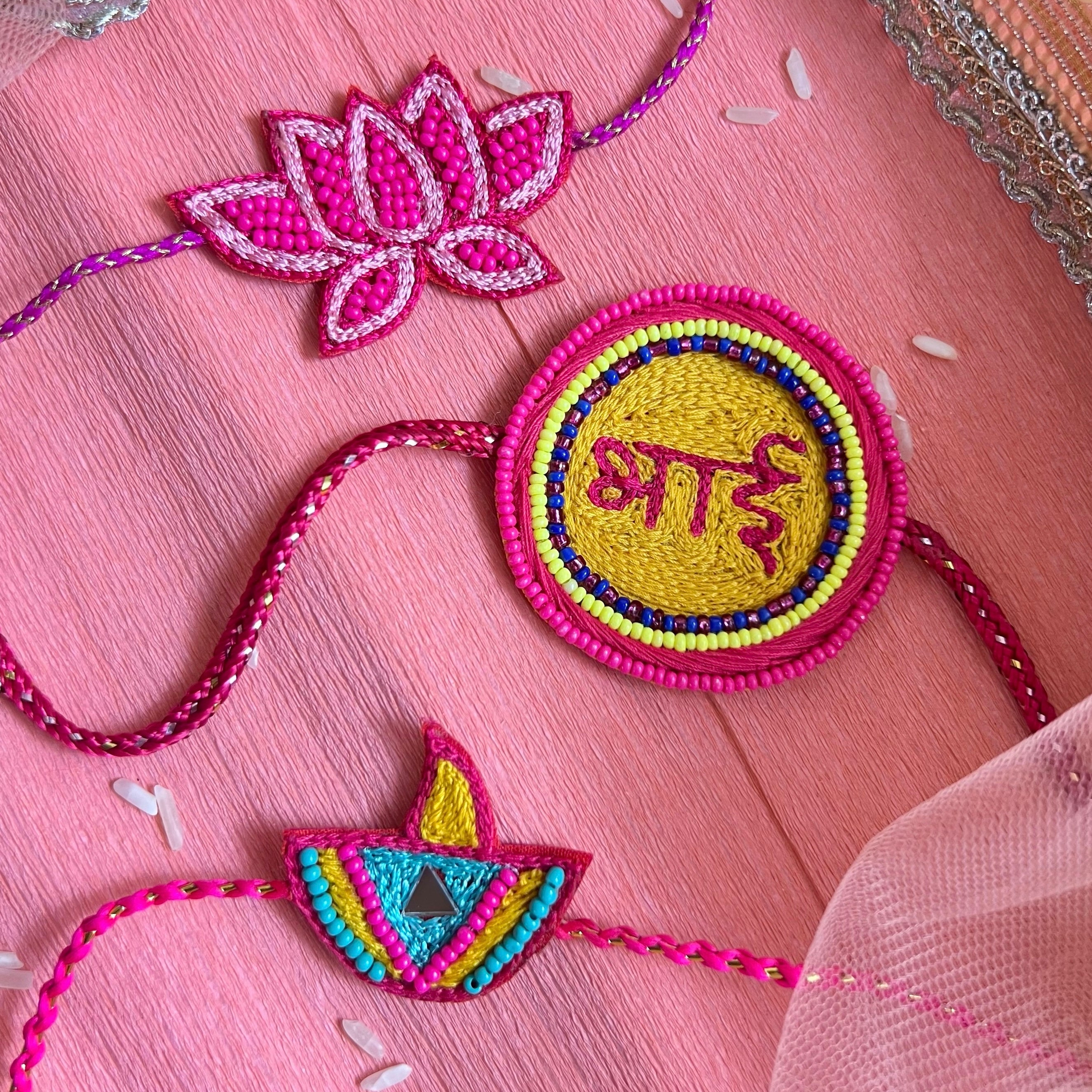 Bhai Rakhi (Hindi) Combo of 3 Beaded Rakhi – A Little Extra