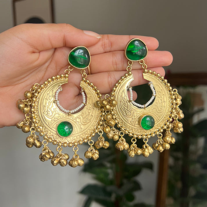 Emerald Chandrika Gold Earrings – A Little Extra