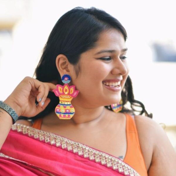 Kalash Pink Handmade Beaded Earrings – A Little Extra